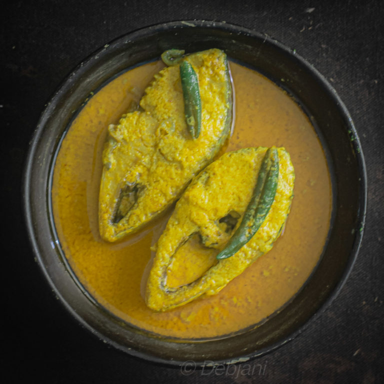 Doi Ilish or Hilsa Fish cooked with Curd recipe step by step