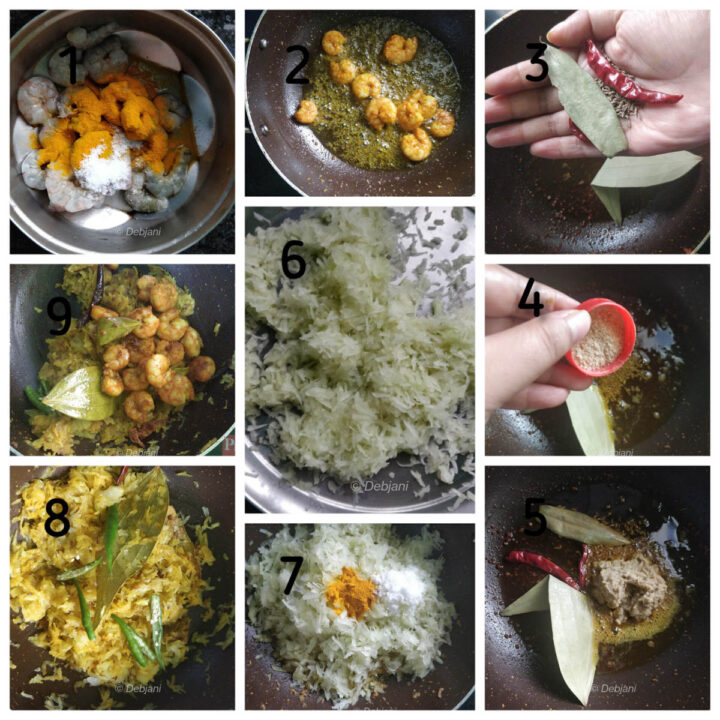 Authentic Bengali Pepe chingri ghonto recipe steps_Pepe chingrir ghonto ...