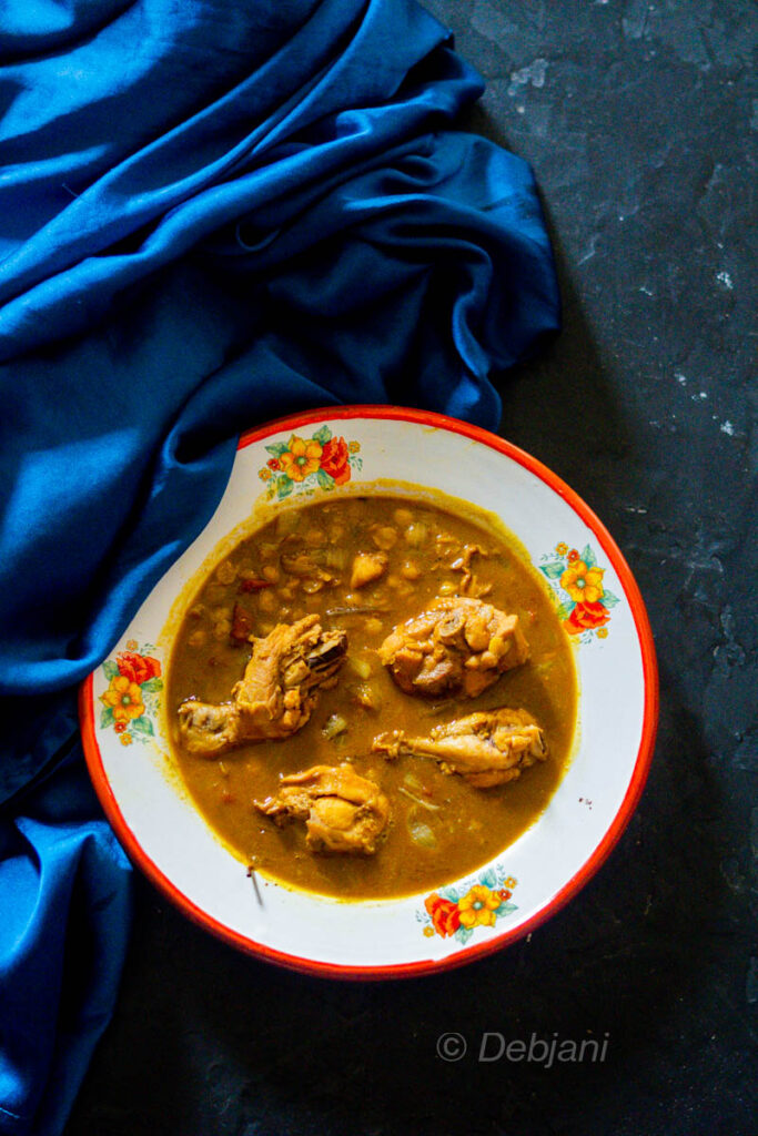 Boot-er Dal Murgi recipe with video Debjanir Rannaghar